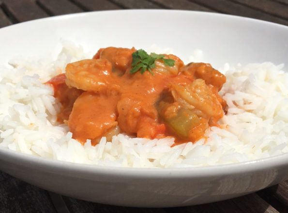 Crevettes au curry rouge et lait de coco – Je mange donc je vis